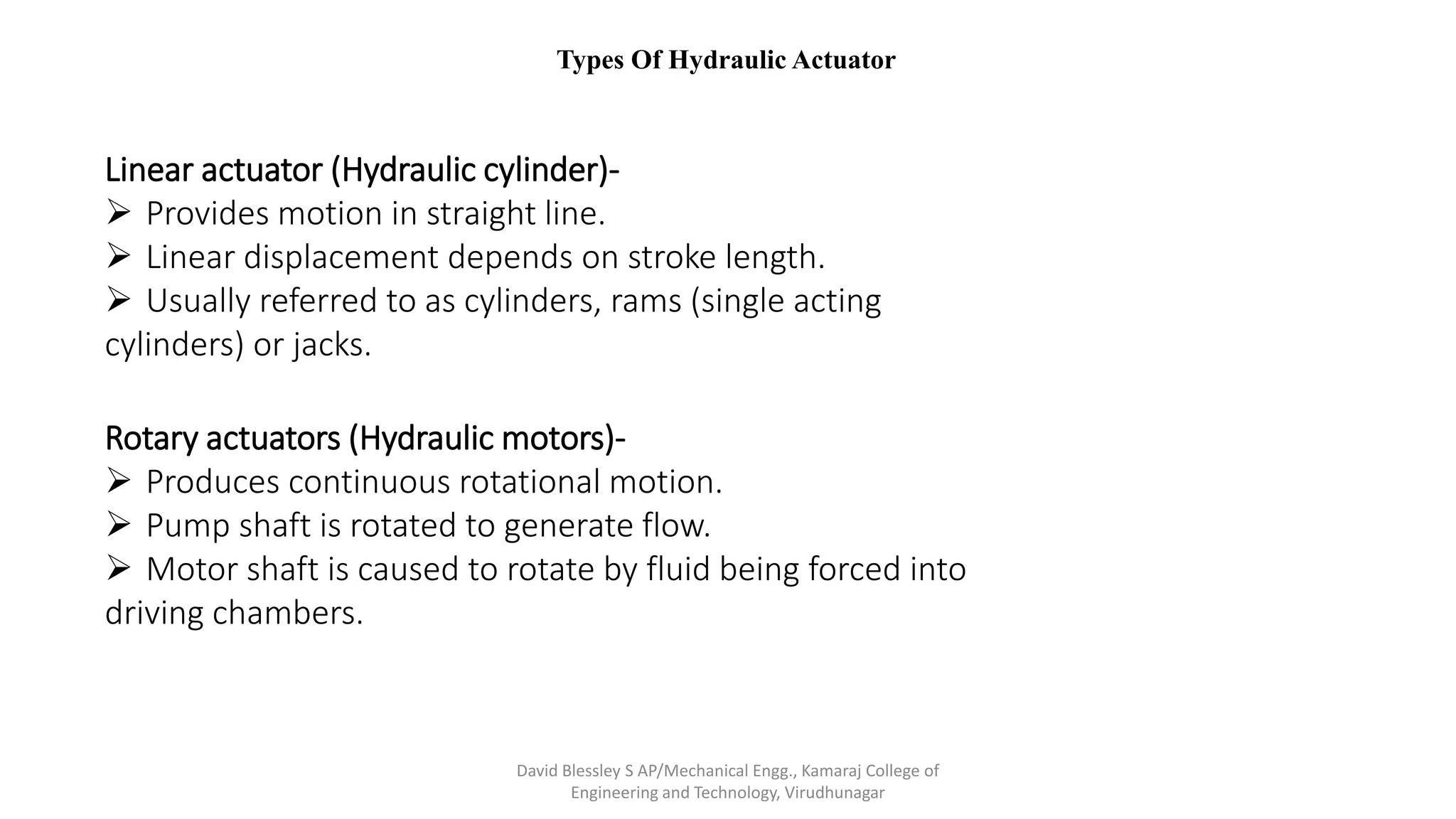 Hydraulic actuators and control components | PPTX
