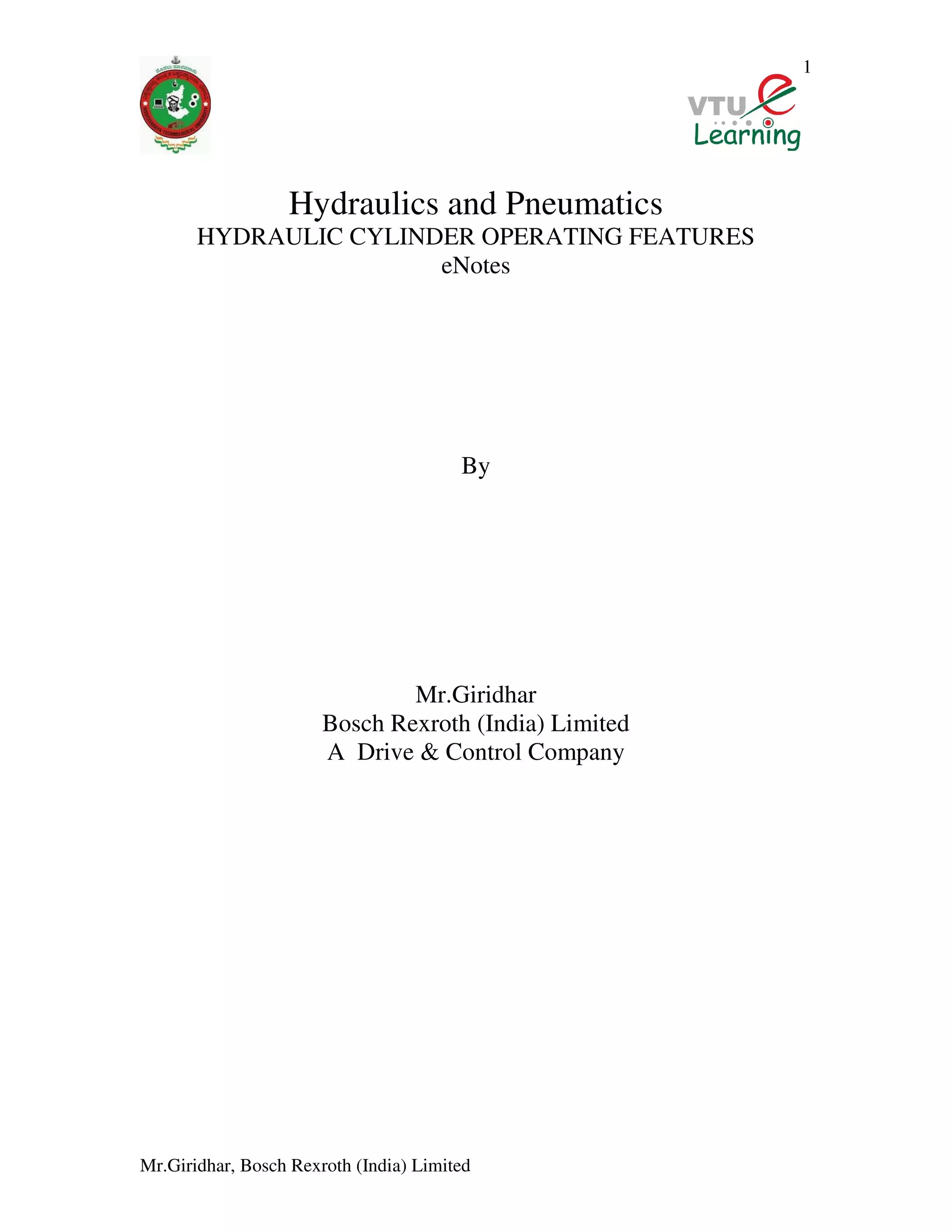 Hydraulic cylinder e_notes | PDF
