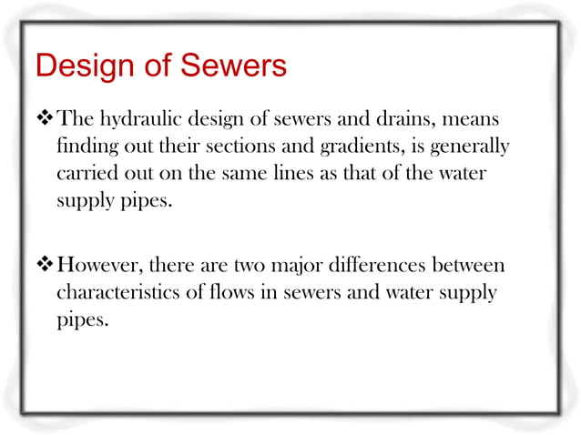 Hydraulic design of sewer | PPTX | Physics | Science
