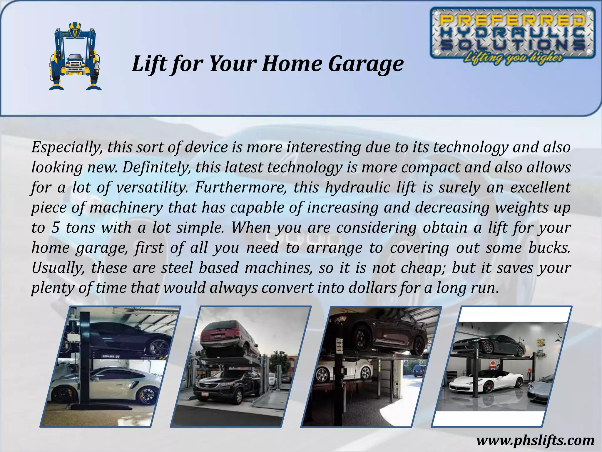 Hydraulic Garage Lift | PDF