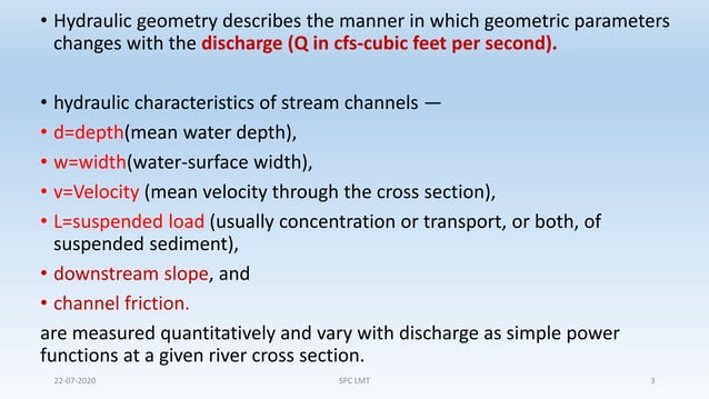 Hydraulic geometry of a river | PPT