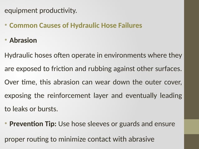 Hydraulic Hose Failures: Common Causes and How Repairs Can Prevent Downtime | PPTX
