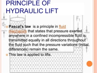 Hydraulic lift | PPTX