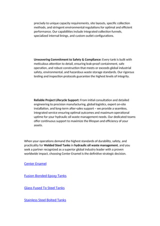 Hydraulic Oil Waste Management Welded Steel Tank Solutions.docx