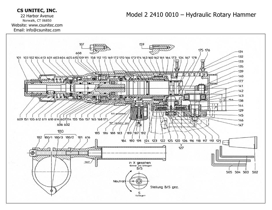 CS Unitec Hydraulic Rotary Hammer Drill Schematic: 2 2410 0010 CS Unitec Hydraulic Rotary Hammer Drill Schematic: 2 2410 0010