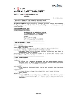 Hydraulic S ISO VG 37 | PDF | Lung and Respiratory Health | Diseases ...