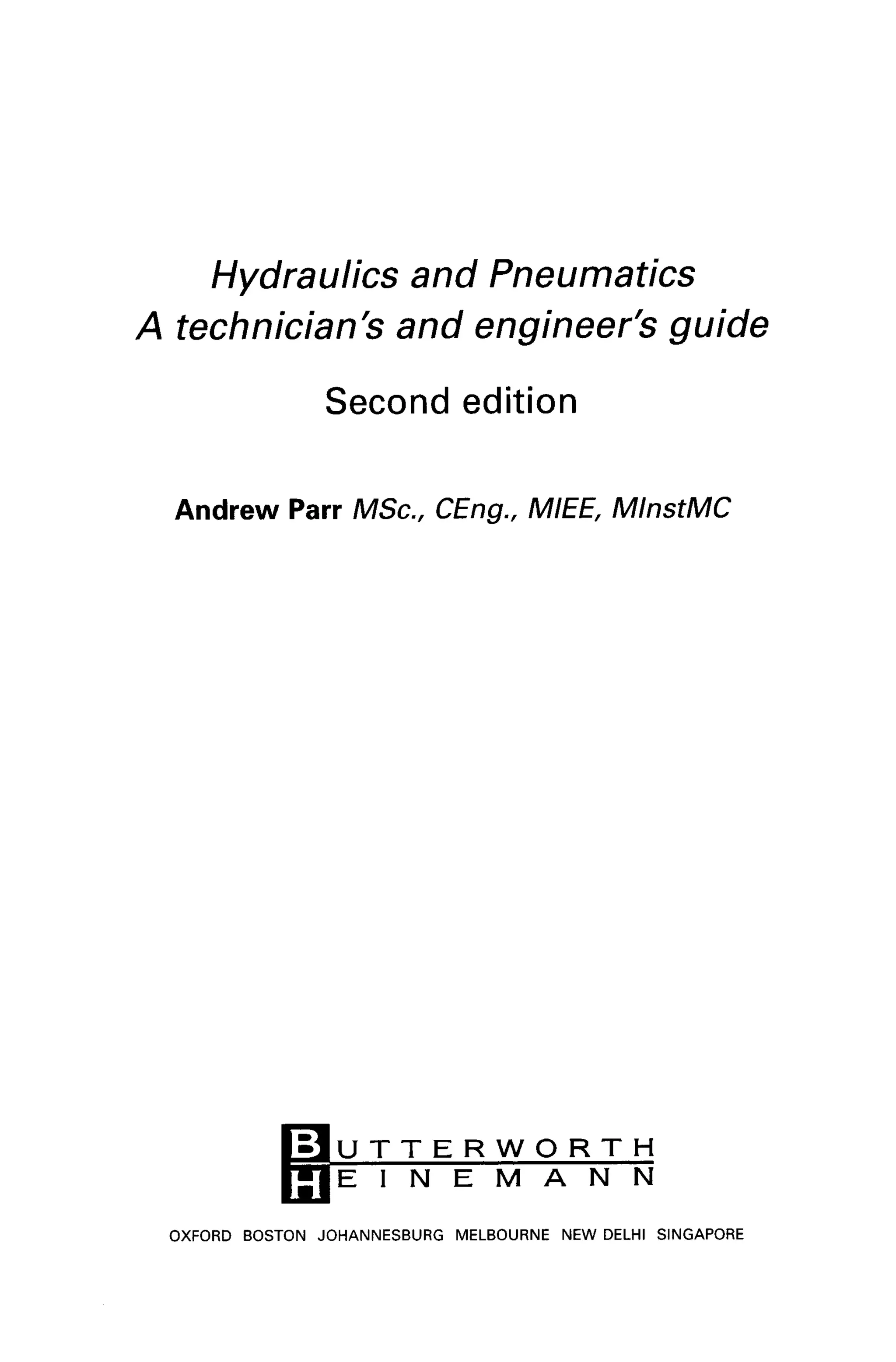 Hydraulics and pneumatics by a.parr 2nd edition | PDF