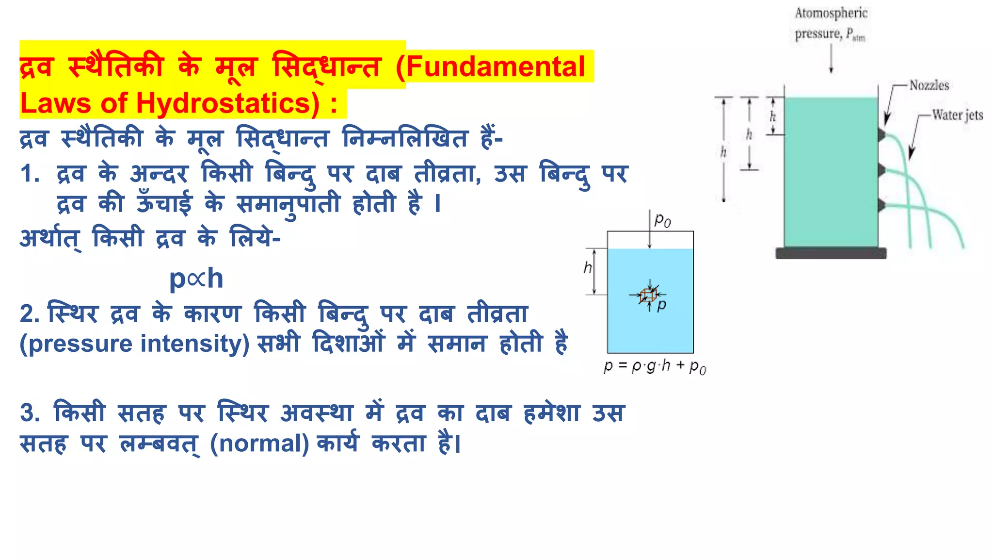 द्रव स्थैतिक दाब (HYDROSTATIC PRESSURE) BY AVADHESH MAURYA SIR.pptx