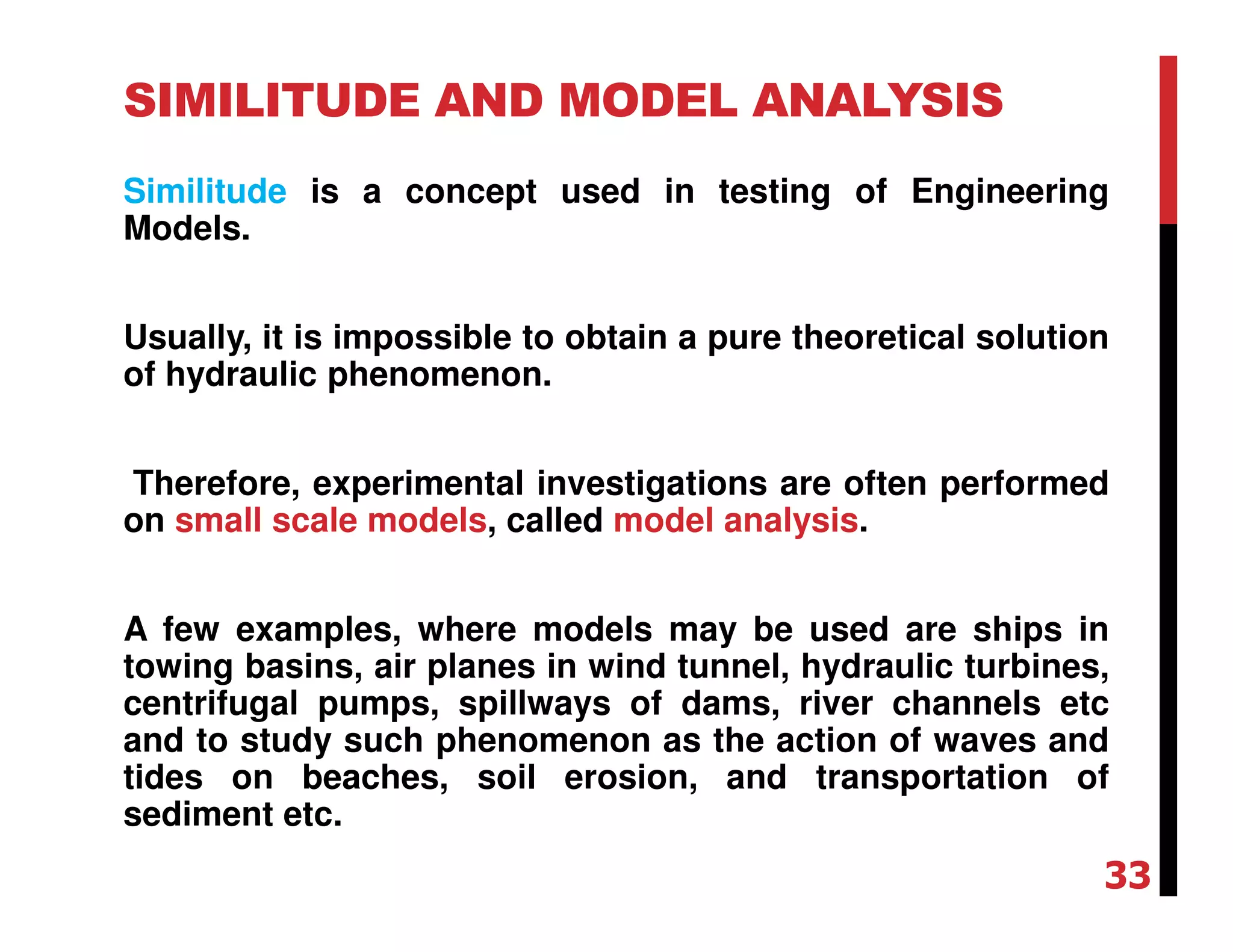 Hydraulic similitude and model analysis | PDF | Physics | Science