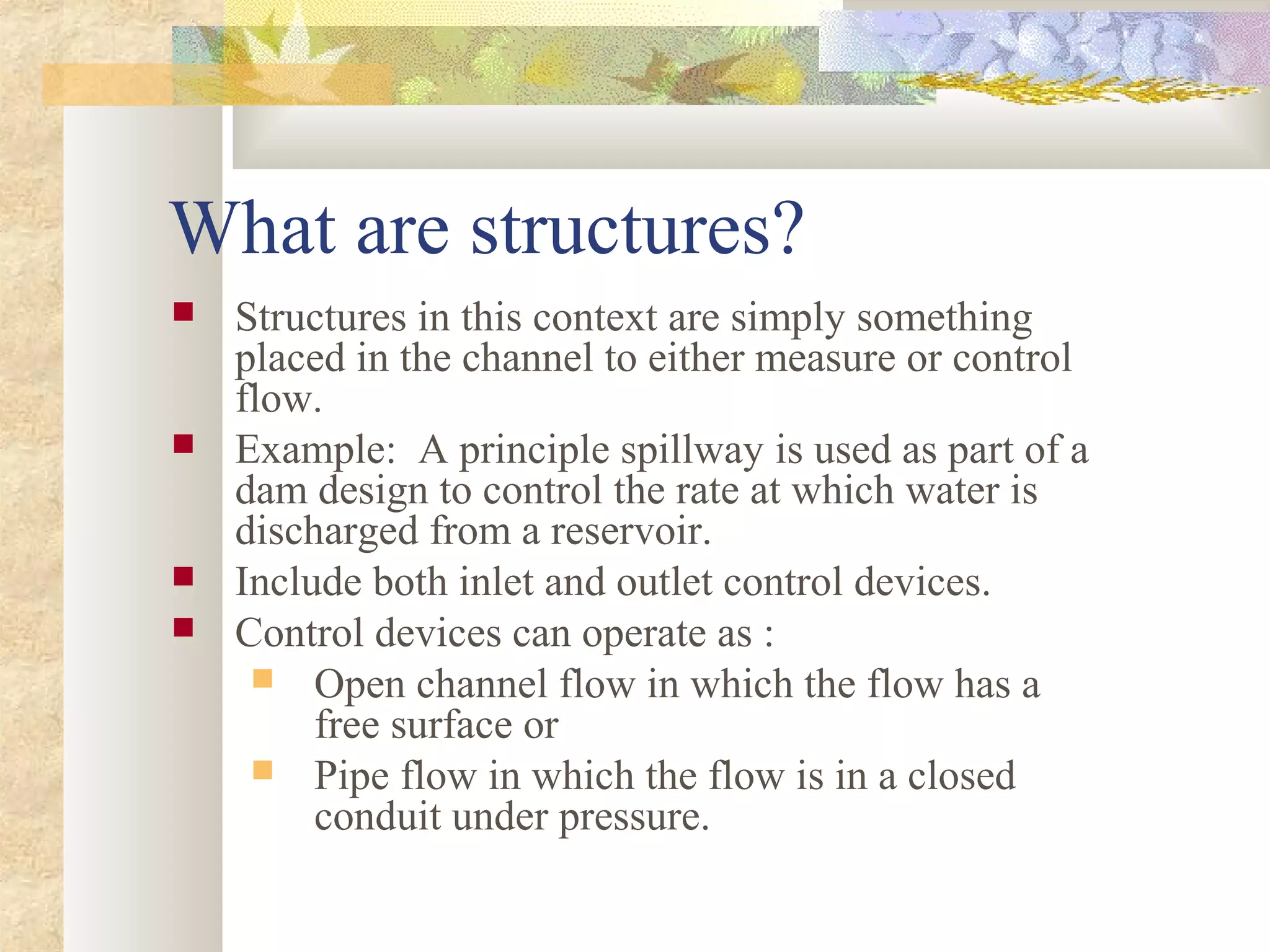 Hydraulics of structures | PPT