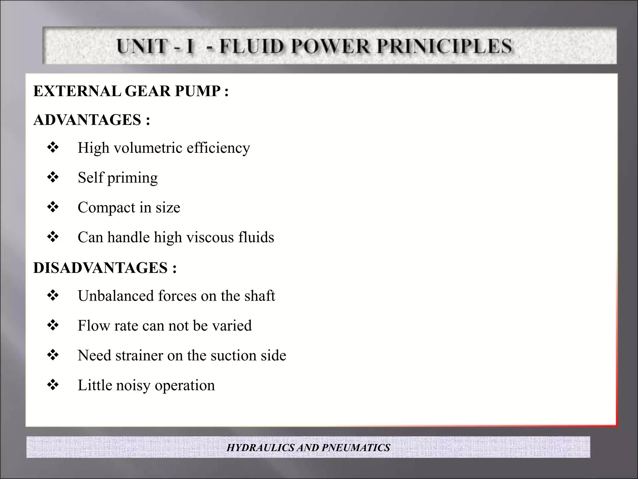 Hydraulics & pneumatics (AU) unit-I | PPT