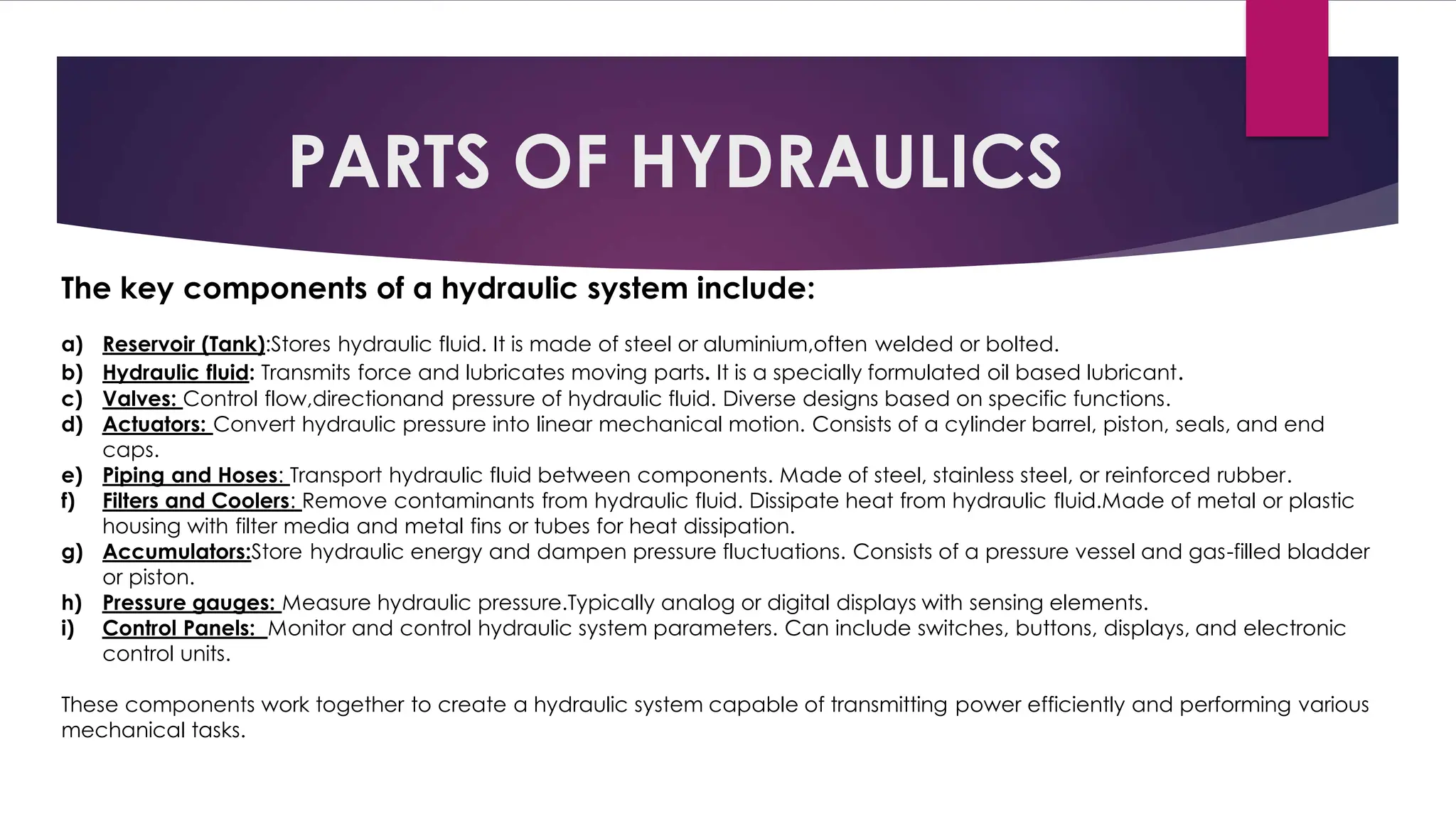 HYDRAULIC SYSTEM.pdf of machine and mechanics | PDF
