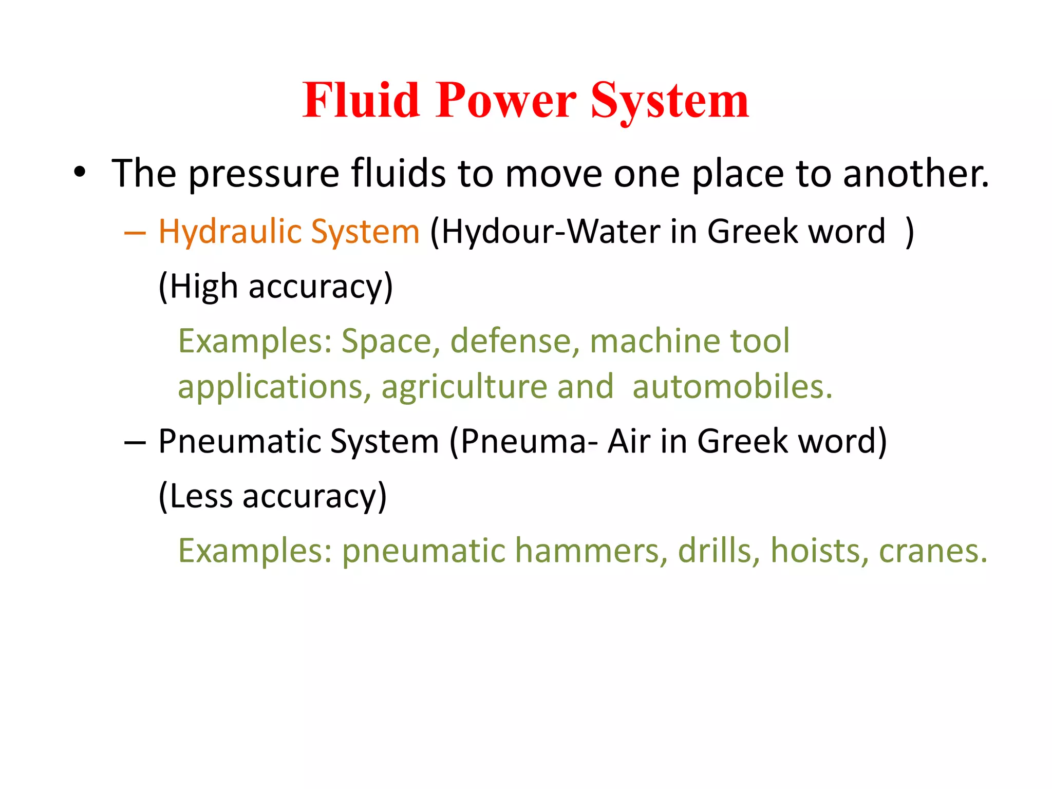 Hydraulic systems | PPTX