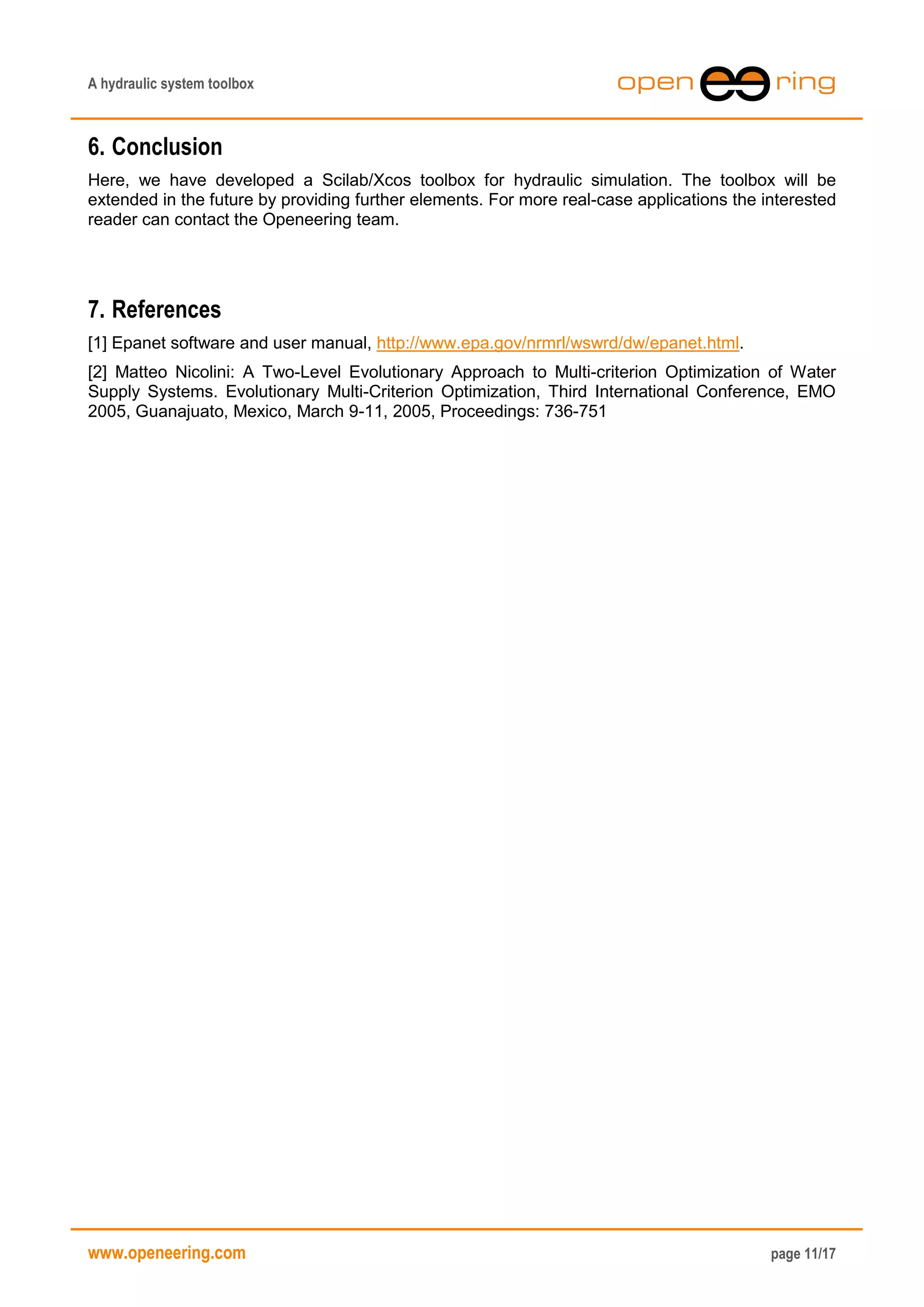 Hydraulic Scilab toolbox for water distribution systems | PDF