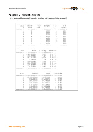 Hydraulic Scilab toolbox for water distribution systems | PDF