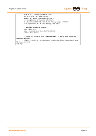 Hydraulic Scilab toolbox for water distribution systems | PDF