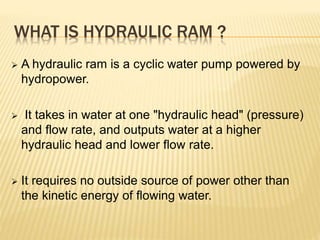 Hydraullic ram pump mini project | PPT