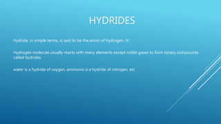 Hydrides and its classification #MCQ | PPTX