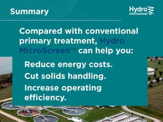 Hydro MicroScreen™ vs Primary Settling Tanks | PDF