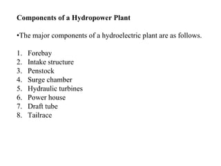 Introdution of Hydropower plant and its component | PPTX