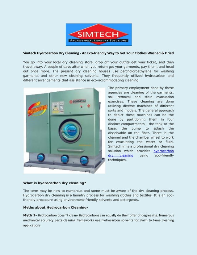 Hydrocarbon dry cleaning | PDF