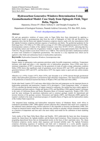 Hydrocarbon generative windows determination using | PDF