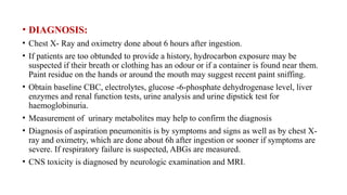 HYDROCARBON poisoning. Clinical manifestation, Management | PPTX