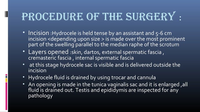 Hydrocele management | PPT | Reproductive Health | Diseases and Conditions