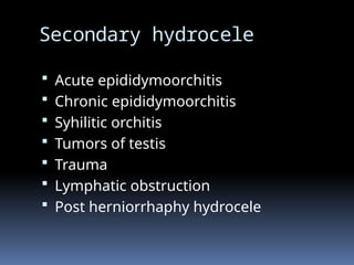 HYDROCELE , complications and its management | PPTX