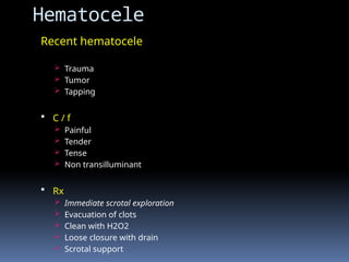 HYDROCELE , complications and its management | PPTX