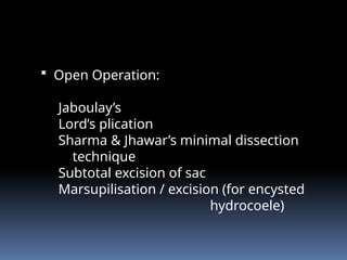 HYDROCELE , complications and its management | PPTX