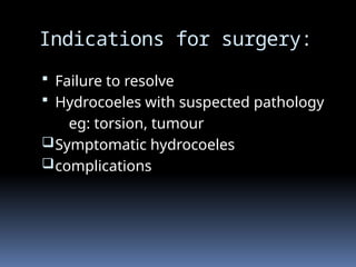 HYDROCELE , complications and its management | PPTX