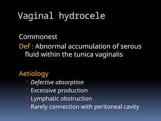 HYDROCELE , complications and its management | PPTX
