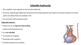 Hydrocele types and examination and management | PPTX