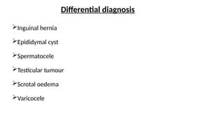 Hydrocele types and examination and management | PPTX