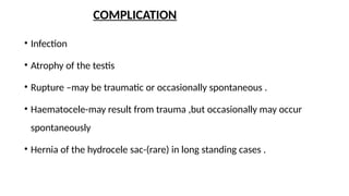 Hydrocele types and examination and management | PPTX