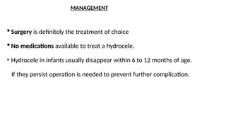 Hydrocele types and examination and management | PPTX