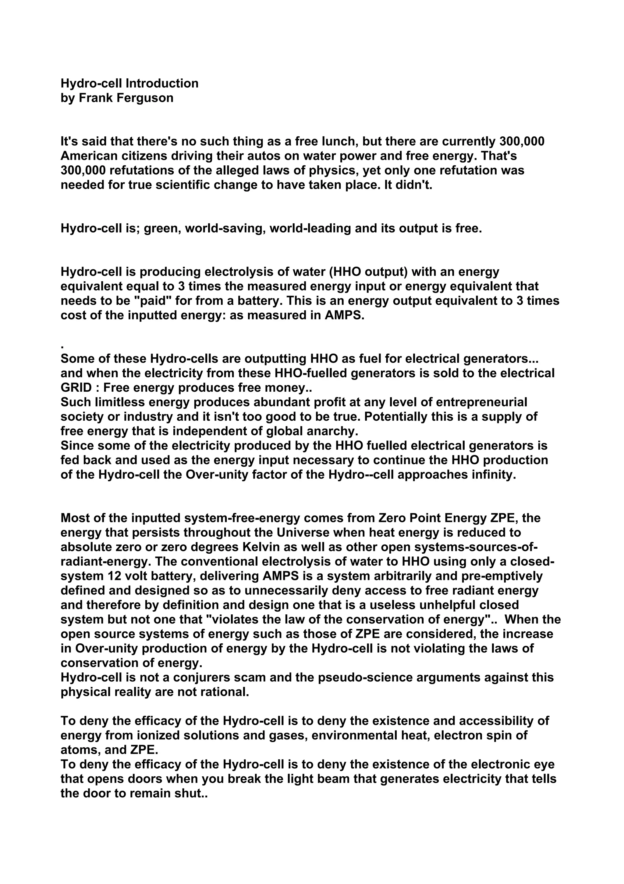 Hydrocell Introduction | DOC