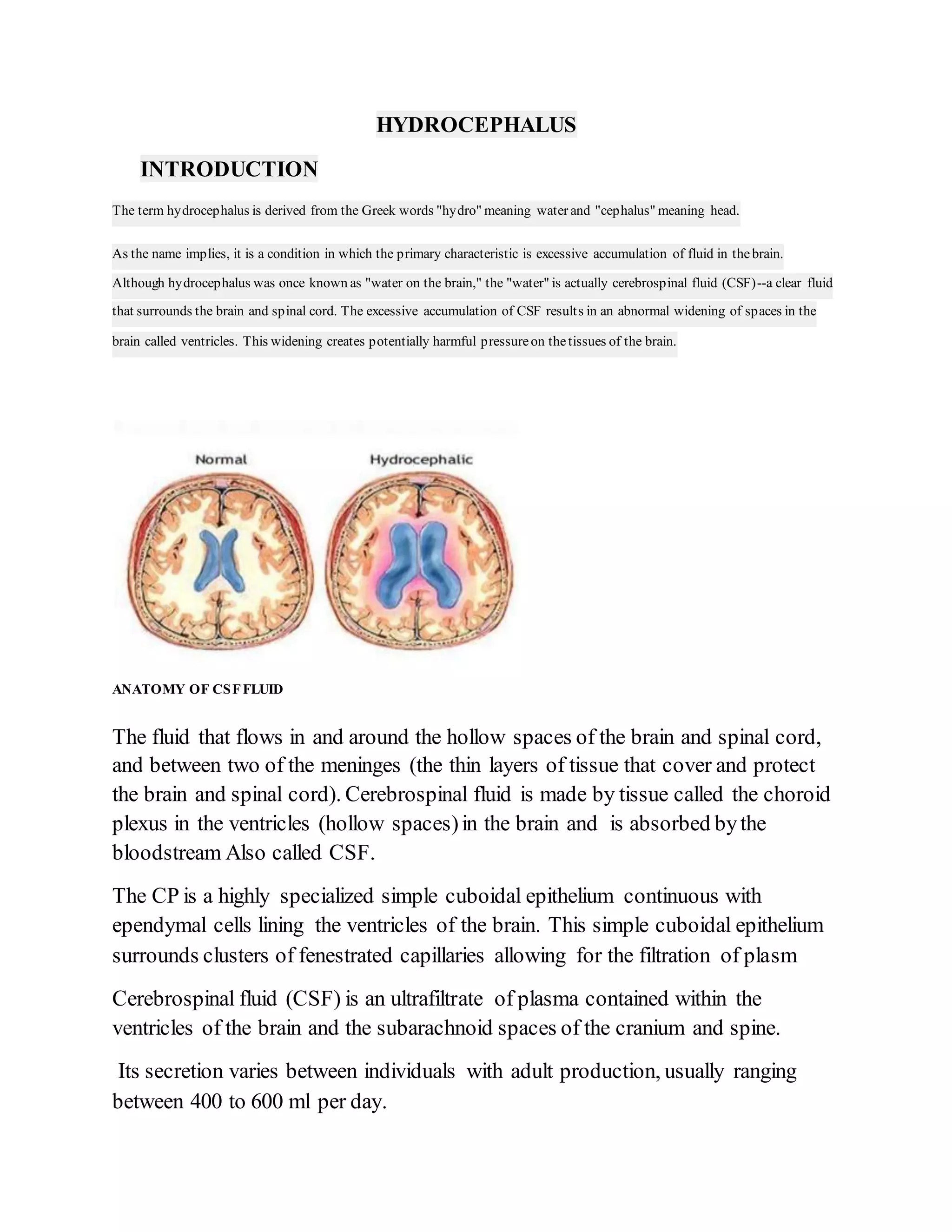 Hydrocephalus | DOCX | Brain and Nervous System Disorders | Diseases and Conditions
