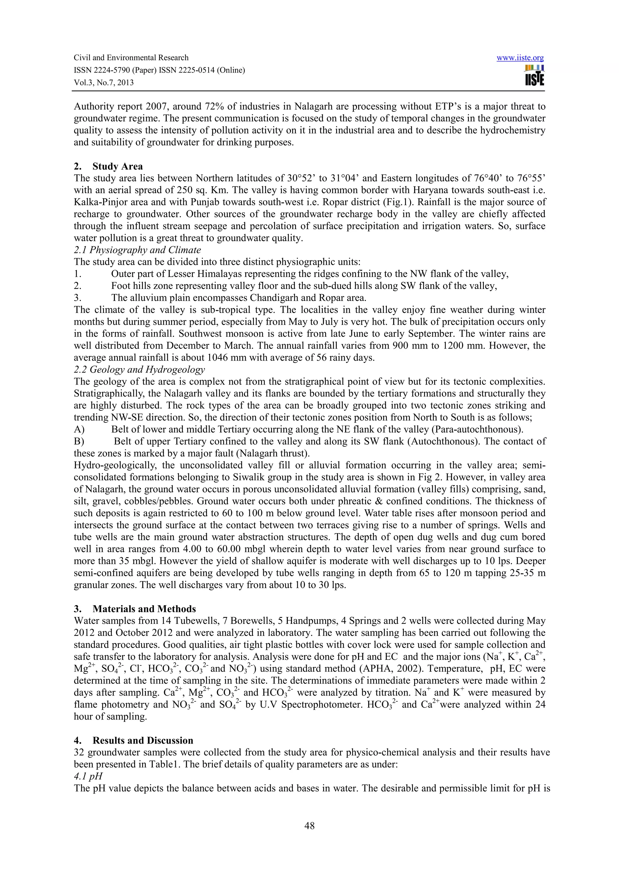 Hydrochemical Characterization Classification And Evaluation Of