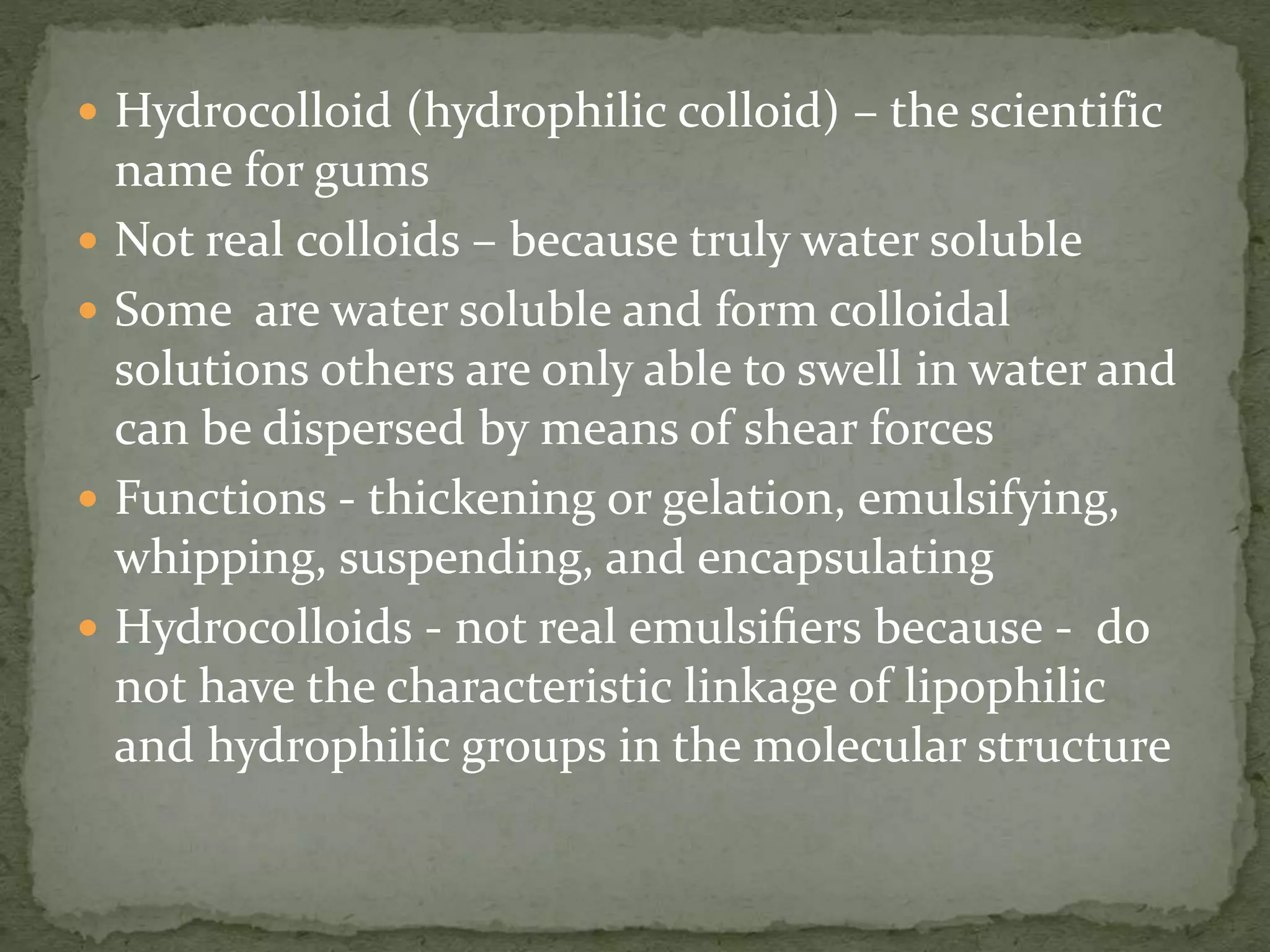 Hydrocolloids and gums | PPTX
