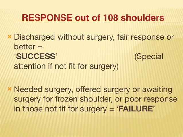 Hydrodilatation distension for frozen shoulder wrightington 2011 | PPT