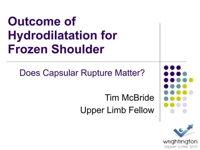 Hydrodilation for frozen shoulder Does capsular rupture matter | PDF ...
