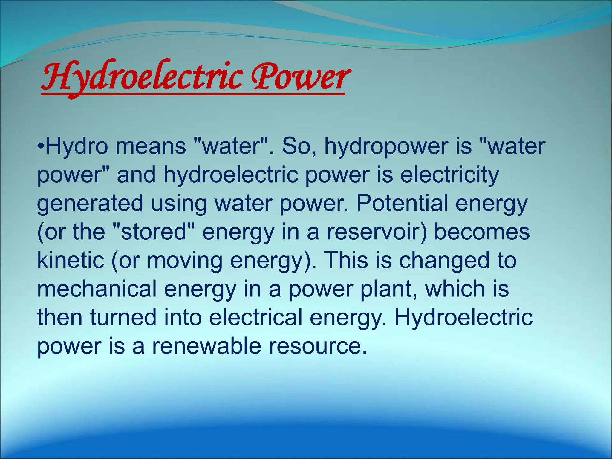 Hydroelectric Power Plant ppt for electrical engineering | PPTX