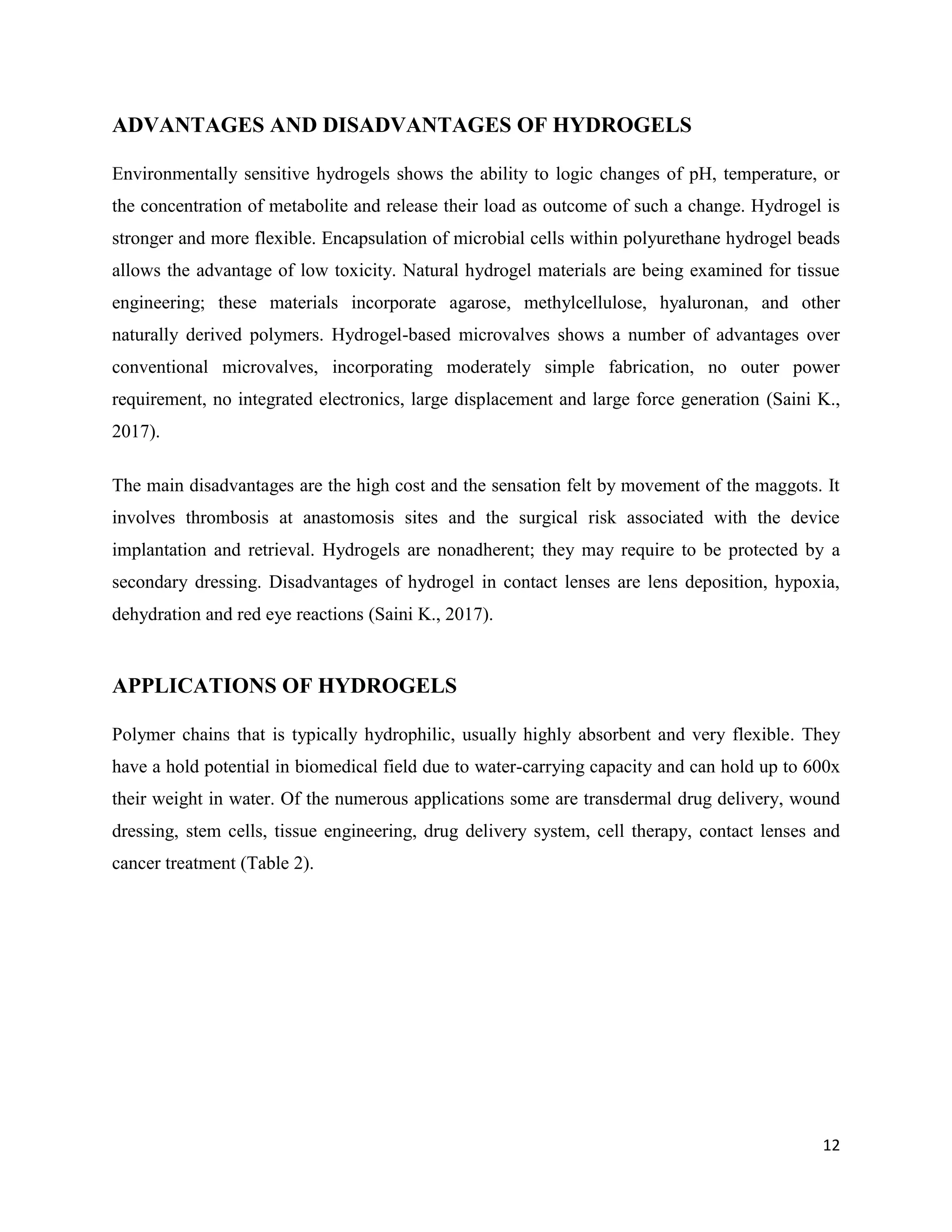 Hydrogels for wound dressings final | PDF