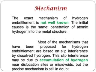 Hydrogen Embrittlement : Causes, Effects, Prevention. | PPTX