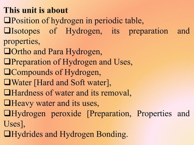 Hydrogen and its Compounds | PPTX | Chemistry | Science