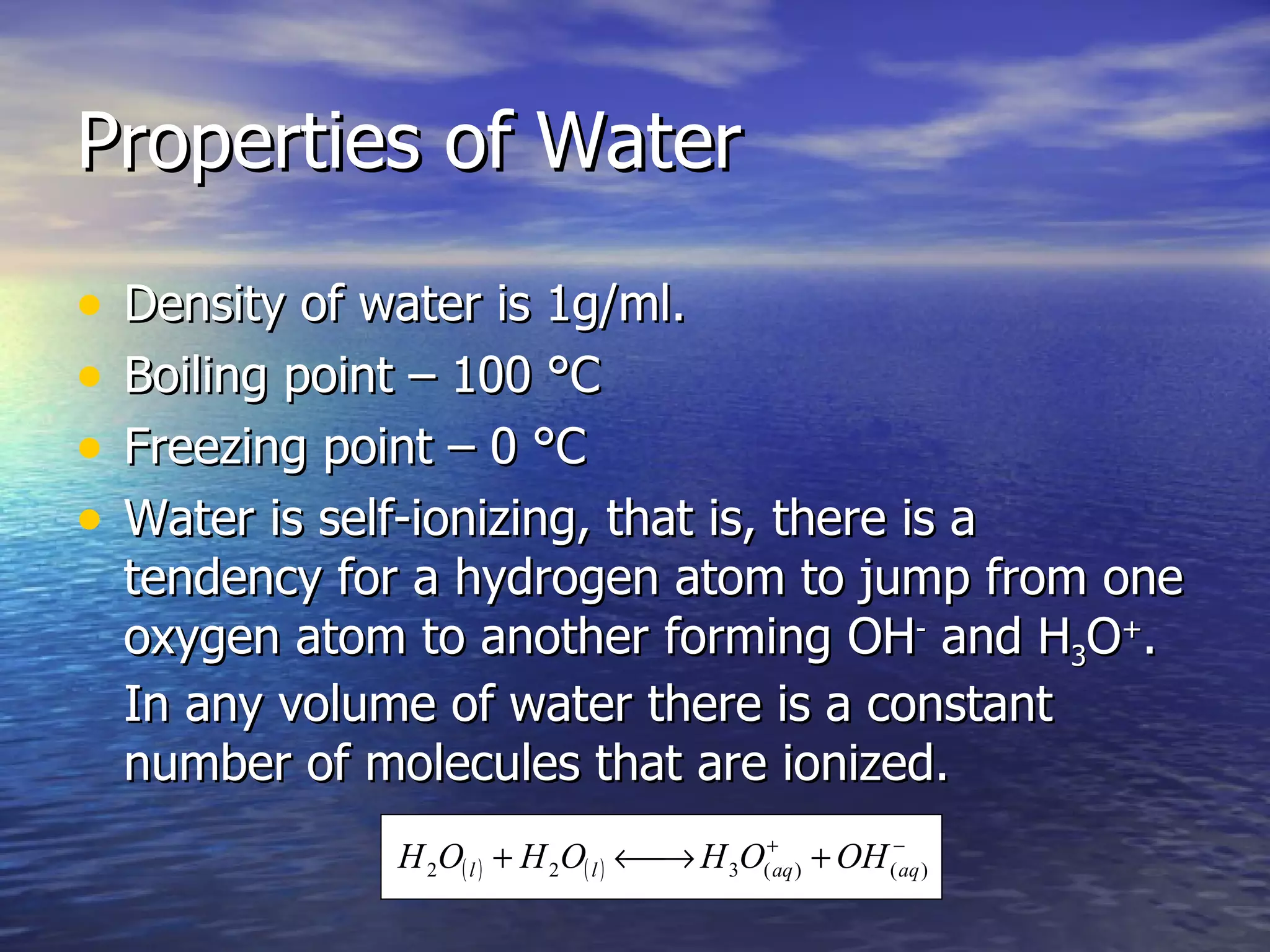 Water, Hydrogen Bonds, and the Hydrologic Cycle | PPT