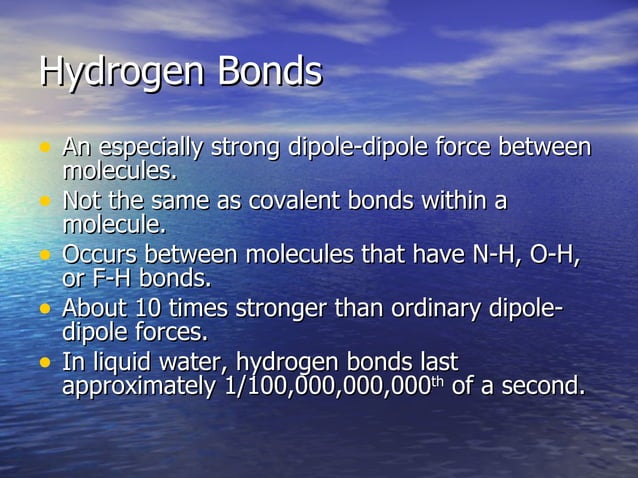 Water, Hydrogen Bonds, and the Hydrologic Cycle | PPT