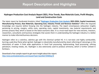 Hydrogen Production Plant Cost Analysis 2021-2026 | Syndicated Analytics | PPTX